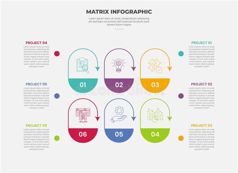 Matrix Grid Structure Infographic Outline Style With 6 Point Template