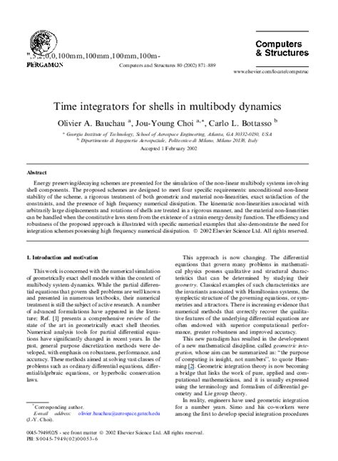 pdf time integrators for shells in multibody dynamics