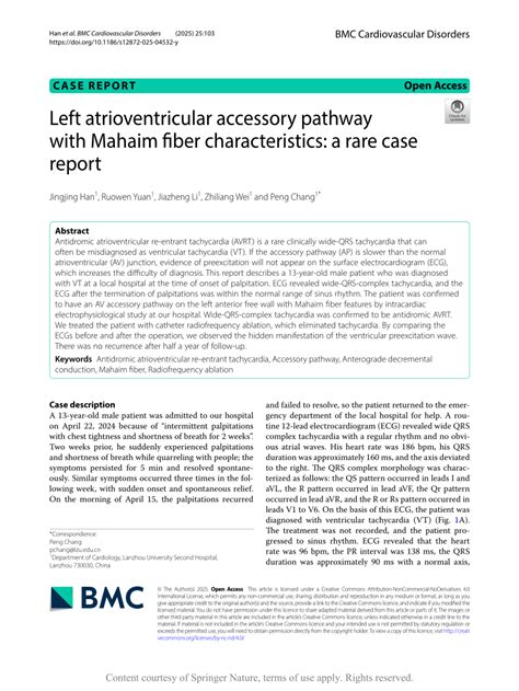 Pdf Left Atrioventricular Accessory Pathway With Mahaim Fiber