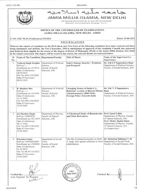 Jamia Millia Islamia Pdf