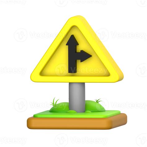 Right Intersection Sign 3d Icon 48691704 Png