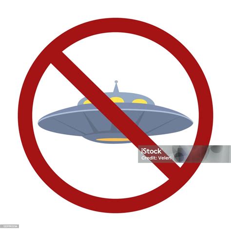 紅色禁止標誌的平 Ufo 禁止飛碟未知飛行物體禁止客人從太空向量卡通物件向量圖形及更多不明飛行物體圖片 不明飛行物體 停止標誌 剪裁圖 Istock