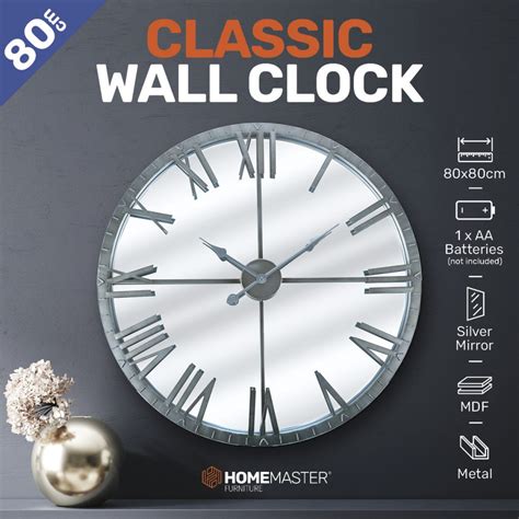 Home Master 80cm Metal Accents Wall Clock Kitchenware Crew