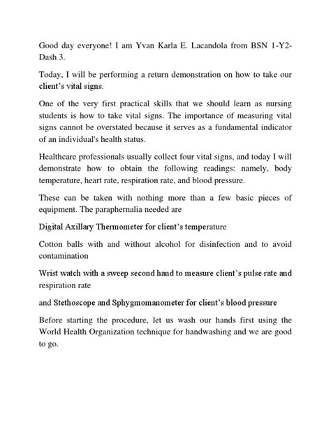 Final Script For Vital Signs Pdf Breathing Pulse