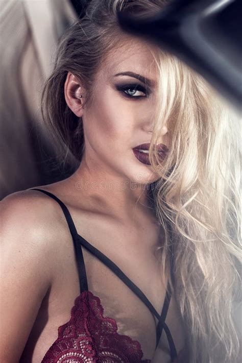 Caucasian Blonde Woman In Lingerie Stock Image Image Of Naked