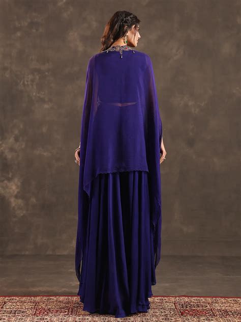 Royal Blue Viscose Crepe Designer Palazzo Suit With