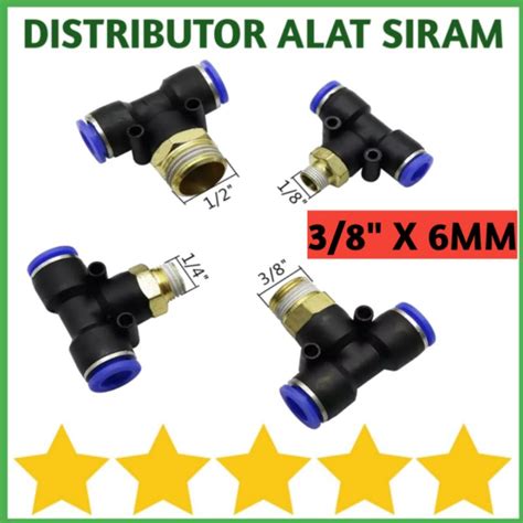 Jual Fitting Pneumatic Slip Lock Tee Drat 3 8 X 6mm Nepel Selang Pu 6