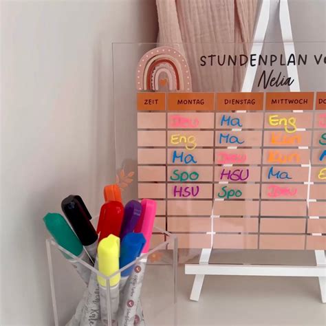 Stundenplan Aus Acrylglas Regenbogen Schöner Personalisierter