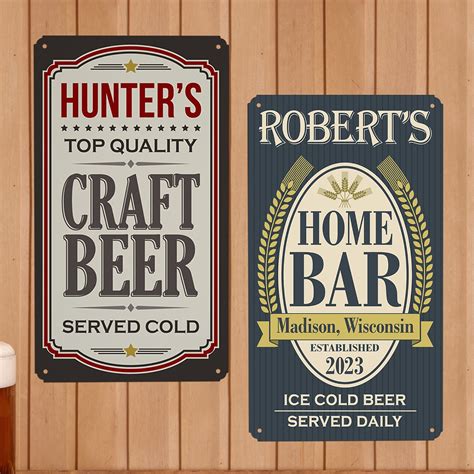 Vintage Style Metal Personalized Bar Signs At