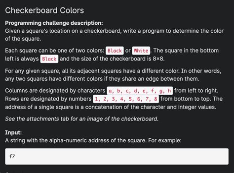 Solved Checkerboard Colors Programming Challenge