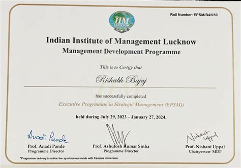 Iimlucknow Strategicmanagement Epsm Learning Educationalmilestone