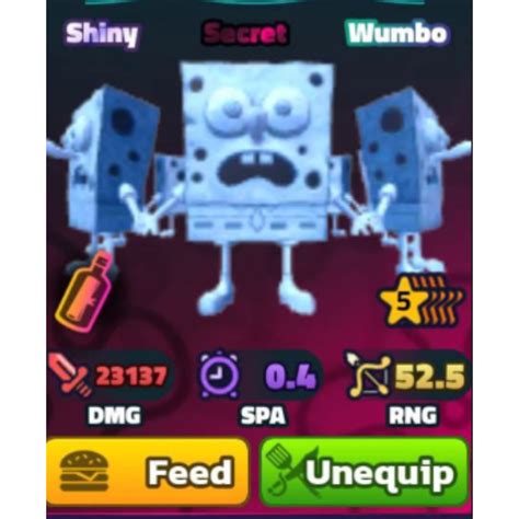 Shiny Wumbo Spongehenge Secret Formula 5 Star Spongebob Tower Defense Sbtd Spongebob Tower