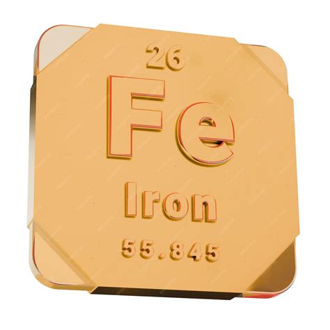 Premium Photo 3d Golden Icon Iron Fe Element From Periodic Table
