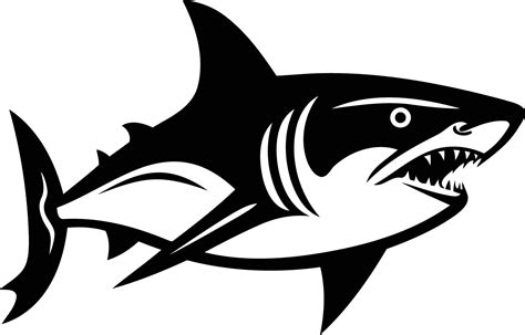A Bold Black And White Illustration Of A Shark With An Open Mouth Showcasing Its Sharp Teeth