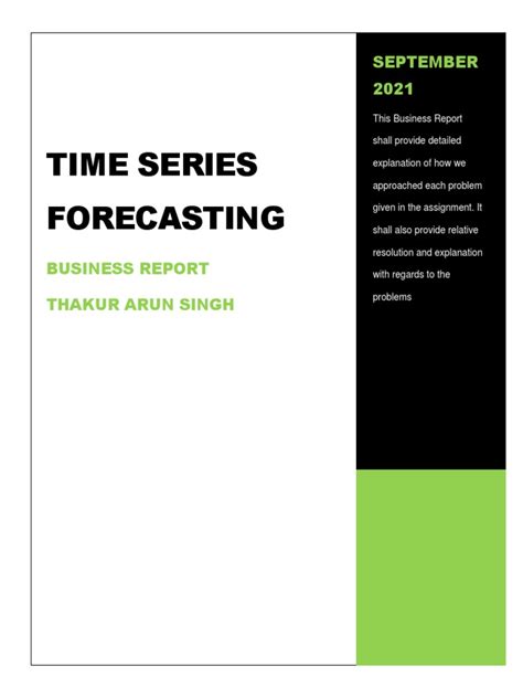 Time Series Forecasting Business Report Download Free Pdf Forecasting Moving Average