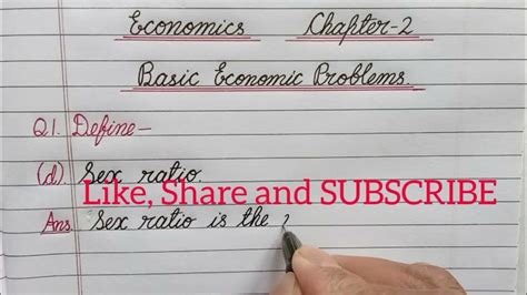 Define Sex Ratio Basic Economic Problems Class 9 Economics