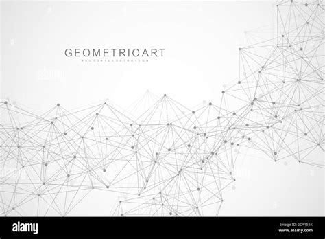 Geometric Abstract Background With Connected Line And Dots Structure Molecule And Communication