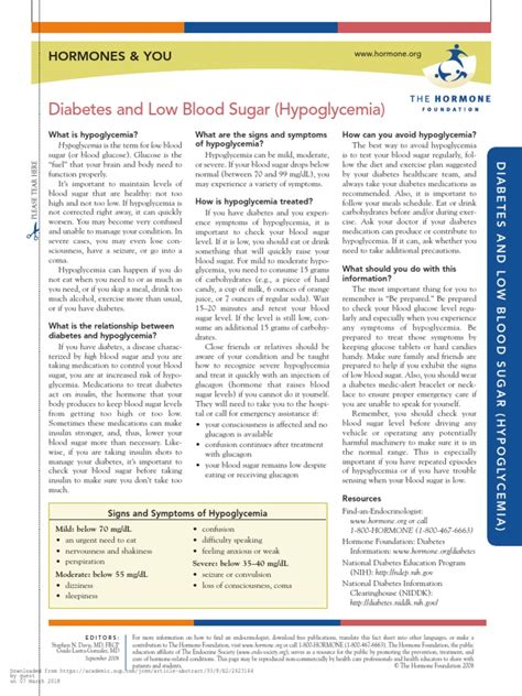 Understanding Hypoglycemia Symptoms Pdf Self Improvement