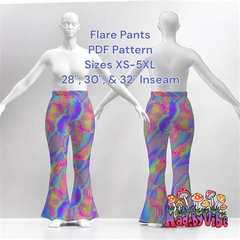 Flare Pants Pdf Sewing Pattern Xs 5xl Available In 3 Inseam Lengths