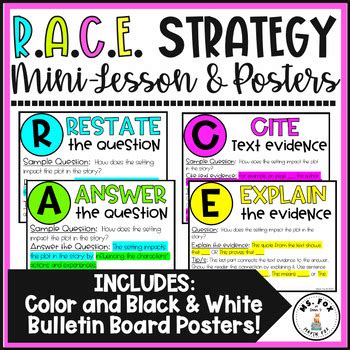 Ela Race Writing Strategy Posters Mini Lesson And Bulletin Board Anchor