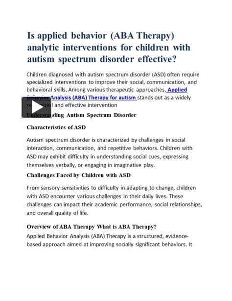 Ppt Is Applied Behavior Aba Therapy Analytic Interventions For