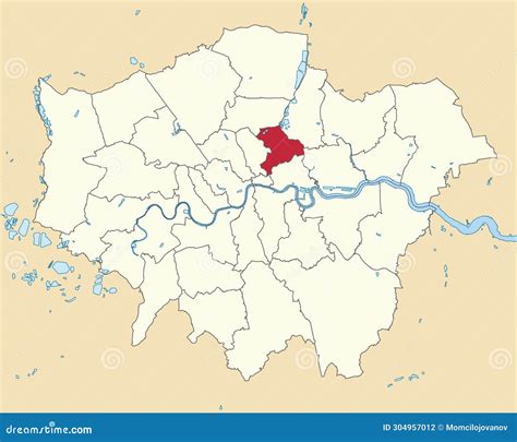 Red Location Map Of The Borough Of Hackney London Stock Illustration Illustration Of
