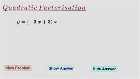 Quadratic Factorisation Geogebra