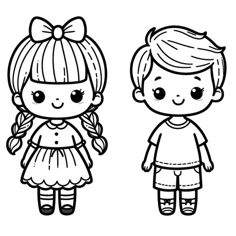 Niña Y Niño Para Colorear Imágenes De Dibujo Colorear Dia Nino