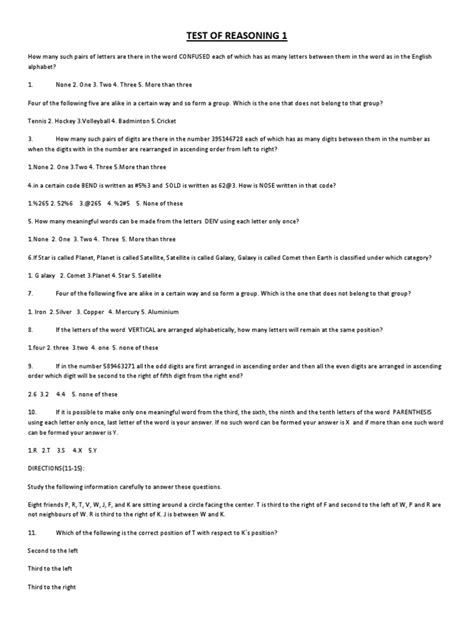 Cts Placement Practice Test Of Reasoning Pdf Languages