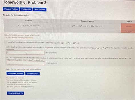 Solved Homework 6 Problem 8 Previous Problem Problem List