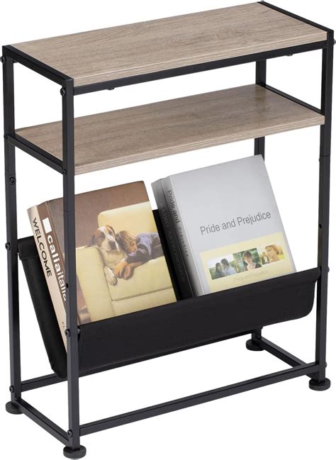 Narrow End Table For Small Spaces Slim Side Table With Magazine