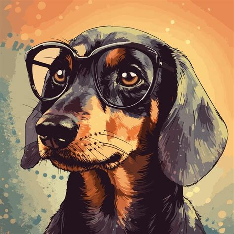 Premium Vector Vintage Dog Wearing Glasses