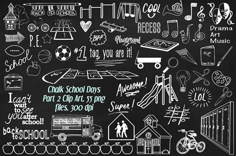 School Chalkboard Drawings Containing