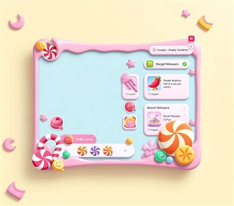Cute Candy Layout For A Candy Themed Gamer Featuring Sweet Colors Cute Ca Game Interface Designn