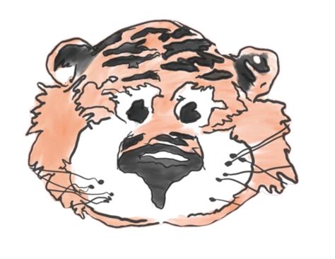 Watercolor Aubie Drawing Watercolor Aubie Png Aubie Sublimation Aubie The Tiger Etsy
