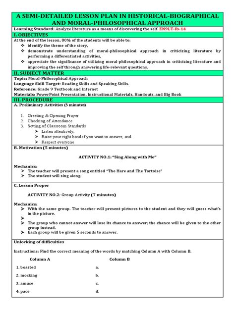 Corrected Lesson Plan In Literary Criticism Pdf Lesson Plan Cognition