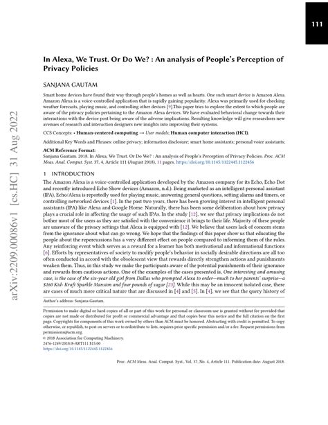 Pdf In Alexa We Trust Or Do We An Analysis Of Peoples