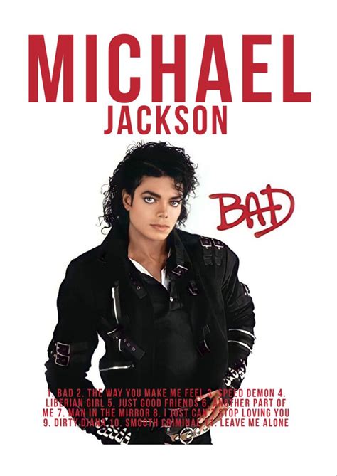 Michael Jackson “bad” Poster Album Capas De álbuns De Rap Musica