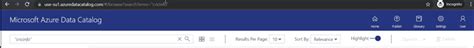 Azure Data Catalog Doesnt Open The Page Baed On The Search Parameter Added In The Link