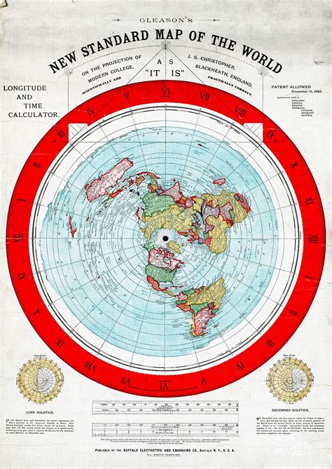 Flat Earth Map Of The World 1892 Alexander Gleason Wall Art Poster Print Décor