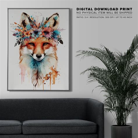 Wildflower Fox A Whimsical And Bohemian Portrait Of A Furry Friend