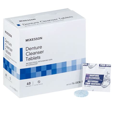 Denture Cleaner Tablets Unflavored Effervescent Antibacterial With Bak