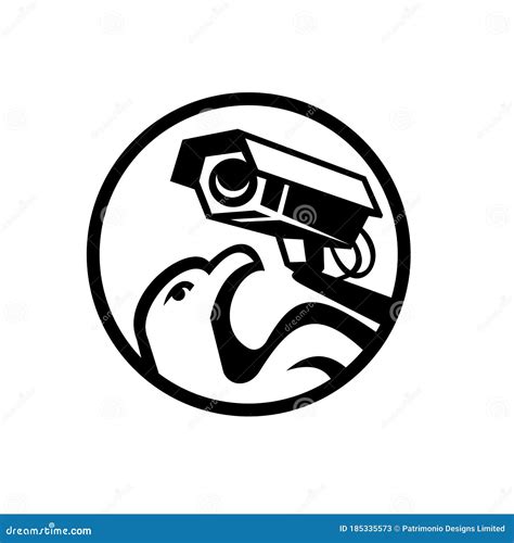 Eagle Security Cctv Camera Retro Shield Cartoon Vector Cartoondealer