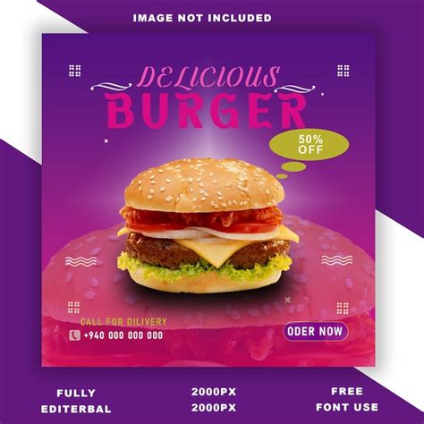 Premium Psd Burger Socail Media Post Template Desing