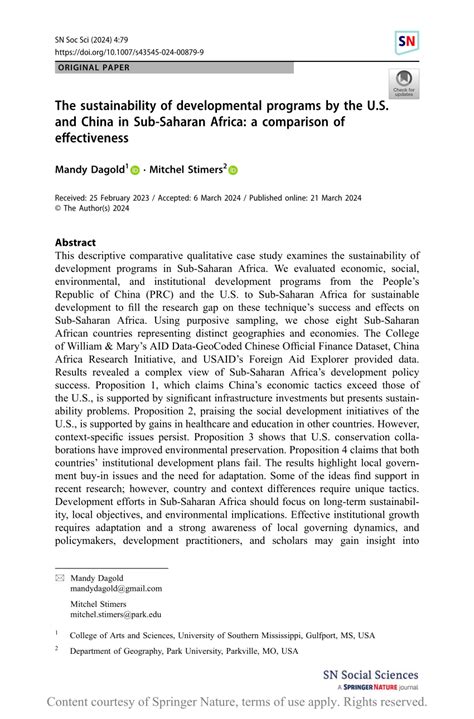 Pdf The Sustainability Of Developmental Programs By The Us And