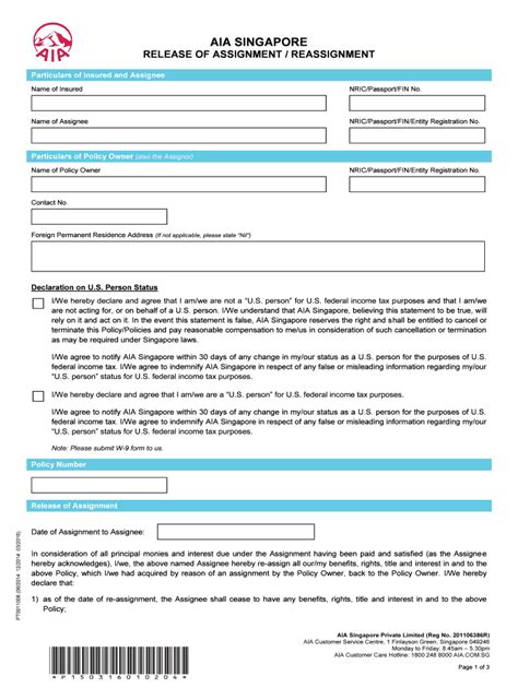 Fillable Online Aia Release Of Assignment Reassignment Form Fax Email Print Pdffiller
