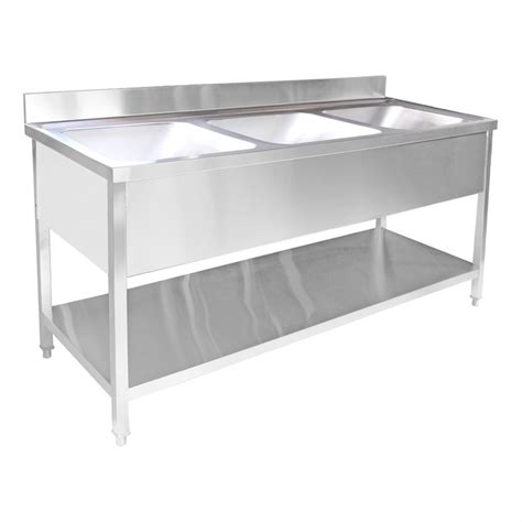 Commercial Stainless Steel Kitchen Triple Sink With Wash Basin