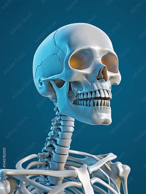 Rendered Human Skeleton Upper Torso Anatomical 3d Model Of A Human