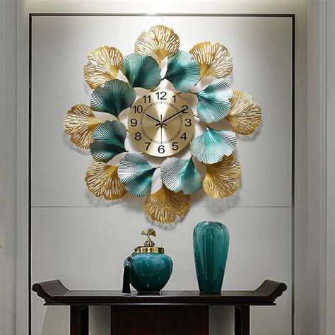 Cicular Leaf Metallic Wall Clock 24 Inches The Gharnish A Unit Of