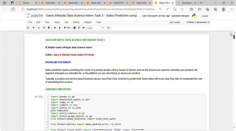 Datascience Salesprediction Machinelearning Oasisinfobyte Shalini R